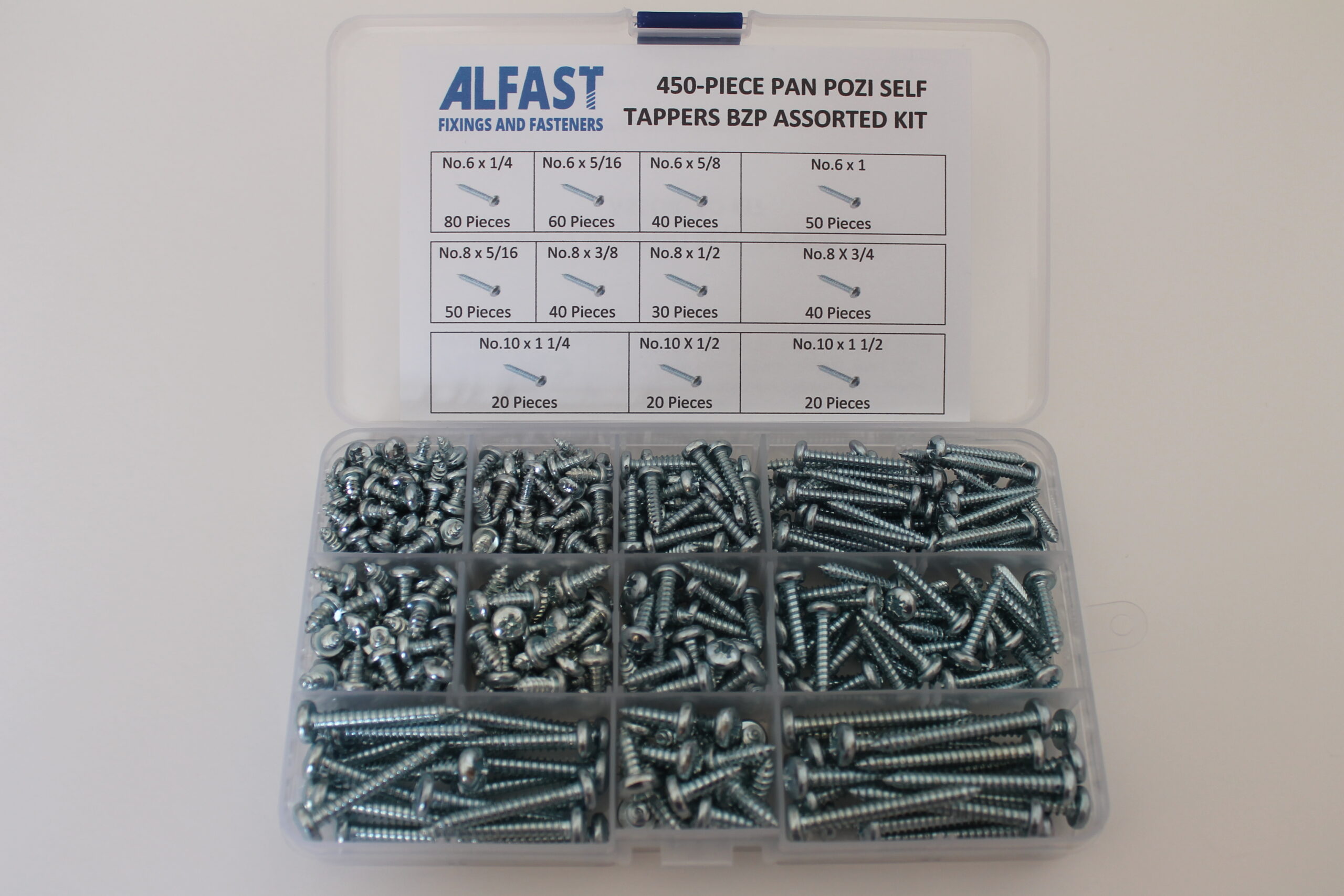 450-Pce Pan Pozi Self Tapping Screw Kit Zinc Plated DIN7981C – ALFAST ...